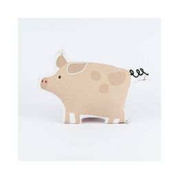 SCHÖNER LEBEN. SCHÖNER LEBEN. Dekokissen Kinderkissen Schweinchen aus Baumwolle rosa weiß schwarz 40x27cm