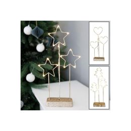 BURI Dekofigur Weihnachtliche LED-Drahtdeko mit 15 warmweißen Lichtern Gold/Glitzer
