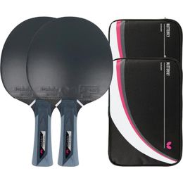 Butterfly Tischtennisschläger 2x Timo Boll Titanium Schläger + 2x Tischtennishülle Drive Case II