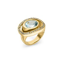 SKIELKA DESIGNSCHMUCK Goldring Aquamarin Ring "Teich" mit Diamanten (Gelbgold 585)