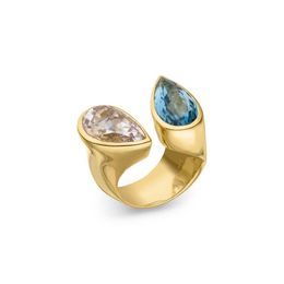 SKIELKA DESIGNSCHMUCK Goldring Aquamarin Kunzit Ring "Duo" (Gelbgold 585)