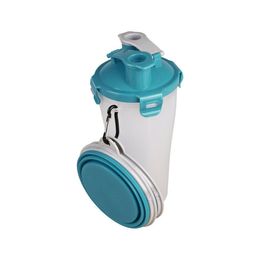 Flamingo Futterbehälter 2-in-1 Flasche Trinka für Wasser & Futter blau/grau