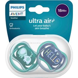 Philips Avent Schnuller ultra air SCF349, Doppelpack, mit Transport- und Sterilisationsbox, ab dem 18. Monat, blau|grün