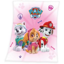 Kinderdecke PAW PATROL, PAW PATROL, mit süßen Hunden, Kuscheldecke, rosa