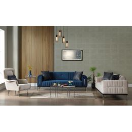 JVmoebel Wohnzimmer-Set Modern Sofagarnitur 3+3+1 Sitzer Sessel Textil Sofa 3tlg. Set Design