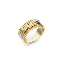 SKIELKA DESIGNSCHMUCK Goldring Diamant Ring "Fish + Stars" (Gelbgold / Weißgold 750)