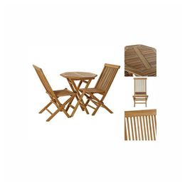 DKD Home Decor Garten-Essgruppe Tisch-Set mit 2 Stühlen DKD Home Decor Garten Teakholz 3 teilig