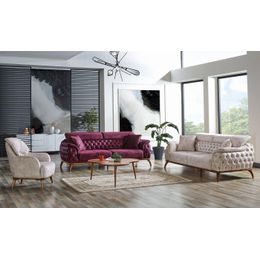 JVmoebel Wohnzimmer-Set Sofagarnitur 3+3+1 Sitzer Chesterfield Modern Stil Garnitur Set 3tlg