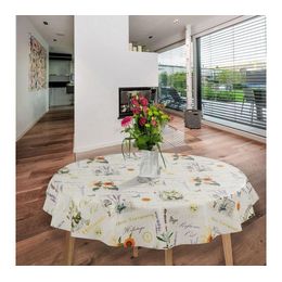 laro Tischdecke Wachstuch-Tischdecken Abwaschbar Olive Sonnenblume Sommer Rund 140cm