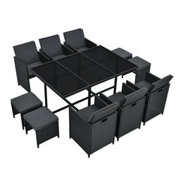 Juskys Polyrattan Sitzgruppe Baracoa XL 11-teilig &ndash; Gartenm&ouml;bel wetterfest, stapelbar f&uuml;r Garten