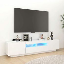 MAISONCHIC TV-Lowboard für Wohnzimmer tv Schrank TV-Möbel mit LED-Leuchten Weiß 180x35x40 cm DE47573