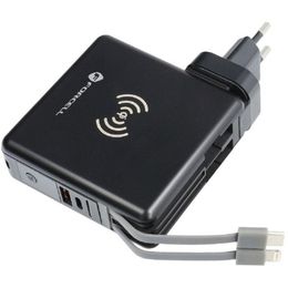 Forcell - Multifunktionsladegerät 5in1 pd 20W mit usb Typ C/iPhone-Anschluss 10000mAh Powerbank und 15W drahtlosem Laden