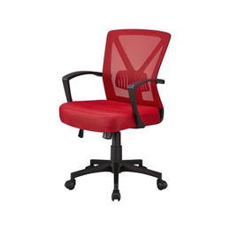 Yaheetech - Bürostuhl Ergonomischer Drehstuhl Schreibtischstuhl Chefsessel mit Lordosenstütze und Armlehne Höhenverstellung und Wippfunktion Rot
