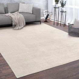 Teppich, Kurzflor-Teppich Für Wohnzimmer, Soft, Weich, Waschbar, In Beige 200 cm Quadrat - Paco Home