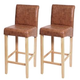 2er-Set Barhocker MCW-C33, Barstuhl Tresenhocker ~ Wildlederimitat, helle Beine, Textil