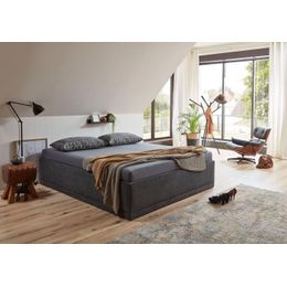 Westfalia Schlafkomfort Polsterbett Texel, Standardhöhe mit Zierkissen, Bettkasten bei Ausführung mit Matratze, schwarz