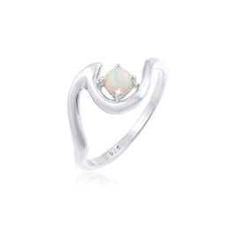 Elli Fingerring Welle Wave Maritim Synthetischer Opal 925 Silber, silberfarben