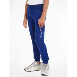 Tommy Hilfiger Sweathose U ESSENTIAL SWEATPANTS mit Tommy Hilfiger Logo-Schriftzug auf dem linken Bein, blau