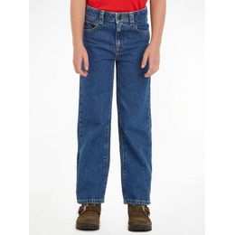 Tommy Hilfiger 5-Pocket-Jeans GIRLFRIEND MID BLUE Kinder Kids Junior MiniMe,mit Leder-Brandlabel am hinteren Bund, blau