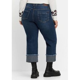 sheego 7/8-Jeans Große Größen aus Denim, mit breitem Saum-Umschlag, blau