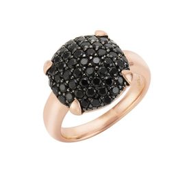 JAMELLI Fingerring »925/- Sterling Silber rotvergoldet mit Onyx« gelb 056 (17,8) Angenehmer Tragekomfort