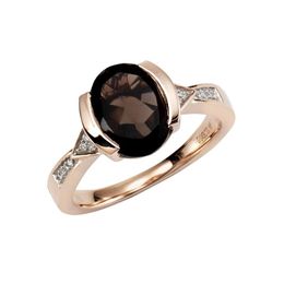Diamonds by Ellen K. Fingerring »375/- Gold Rauchquarz mit Diamant 0, 04ct.« rot 017 (53,5) Echter Rauchquarz