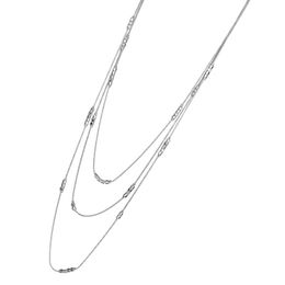 Buckley London Collierkettchen &raquo;Messing dreireihig&laquo; wei&szlig; 76cm+7,5cm Dreireihiges Collier