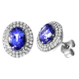 Creazione Bijoux Paar Ohrstecker &raquo;750/- Wei&szlig;gold mit Tansanit und Diamanten&laquo; wei&szlig; + blau one-size Tansanit-Qualit&auml;t: AAAA