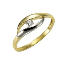 Vivance Fingerring »375/- Gelbgold bicolor Zirkonia« mehrfarbig 060 (19,1) Modernes Design