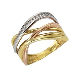 Diamonds by Ellen K. FASCINATION BY ELLEN K. Fingerring »333 Gold 3-farbig Zirkonia weiß« gelb 018 (57,0) Edler Damen Ring aus echtem 333 Gold