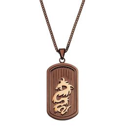 ZEEme Kette mit Anh&auml;nger &raquo;Edelstahl Platte Drache&laquo; braun 50cm Anh&auml;nger Platte mit Drache in braun