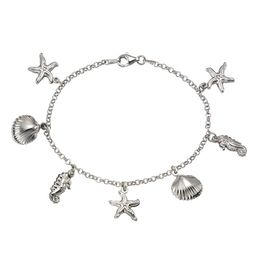 Vivance Armband »925 Silber rhodiniert maritime Motive« weiß 19cm Maritimes Armband aus 925 Sterling Silber rhodiniert