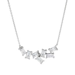 ZEEme Collierkettchen »925 Silber rhodiniert Zirkonia« weiß 42+5cm Collier aus 925/- Sterling Silber rhodiniert