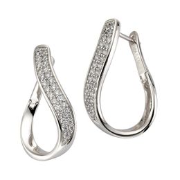 Celesta Paar Creolen »925/- Sterling Silber Zirkonia« weiß + weiß one-size Hochglanzpolierte Oberfläche, extravagant