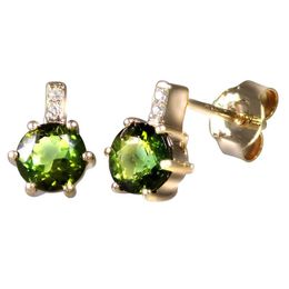 Creazione Bijoux Paar Ohrstecker &raquo;750/- Rotgold mit Turmalin und Diamanten&laquo; rot + gr&uuml;n one-size Turmalin-Qualit&auml;t: AAAA
