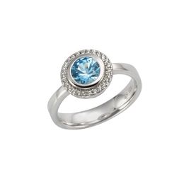 Celesta Fingerring »925/- Sterling Silber Zirkonia & sy. Blautopas« Silbergrau 056 (17,8) Damenring mit synth. Blautopas