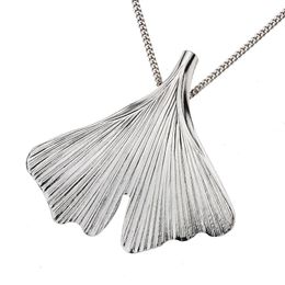ZEEme Kette mit Anhänger »925/- Sterling Silber 45cm lang Ginko« Silbergrau 45cm Realistisches Ginko Design