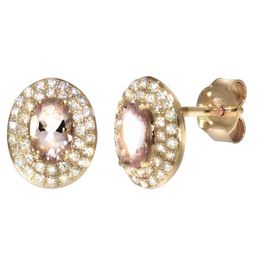 Creazione Bijoux Paar Ohrstecker &raquo;750/- Wei&szlig;gold mit Morganit und Brillanten&laquo; wei&szlig; + braun one-size Diamant-Qualit&auml;t: G/SI