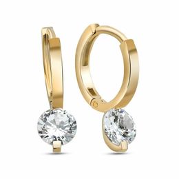 dKeniz Paar Creolen &raquo;Creolen Solit&auml;r 925/- Sterling Silber&laquo; Gold + wei&szlig; one-size Moderner Schmuck