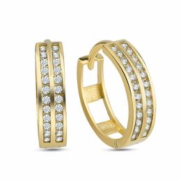 dKeniz Paar Creolen »925/- Sterling Silber vergoldet Pave« Gold + weiß one-size Moderner Schmuck