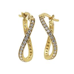 Celesta Paar Creolen »375/- Gelbgold Zirkonia« gelb + weiß one-size 9ct Gelbgold geschwungene Creolen Länge 19mm