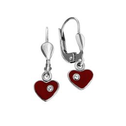 Vivance Paar Ohrh&auml;nger &raquo;925/- Sterling Silber Herz Kristall&laquo; wei&szlig; + wei&szlig; one-size Niedliche Ohrh&auml;nger aus 925/- Sterling Silber rhodiniert