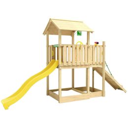 Jungle Gym Spielturm Drift, Spielanlage inklusive Rutsche mit Wasseranschluss, gelb|grün