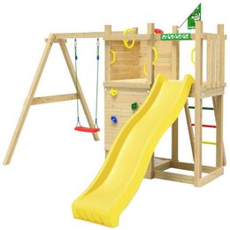 Jungle Gym Spielturm Deck, Spielanlage mit Schaukel und Rutsche mit Wasseranschluss, gelb|grün
