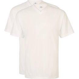 Ragman T-Shirt, V-Ausschnitt, für Herren, weiß, S