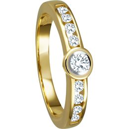 MONCARA Damen Ring, 585er Gelbgold mit 9 Diamanten, zus. ca. 0,35 Karat, gold, 56