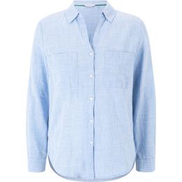 Tom Tailor Hemdbluse, Blusen-Kragen, Brusttaschen, für Damen, blau, 46