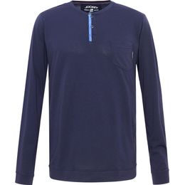 Jockey® Schlaf Shirt, Henley-Ausschnitt, uni, für Herren, blau, S