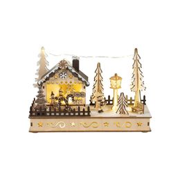 HGD Holz-Glas-Design Weihnachtsfigur LED Weihnachtsszene Weihnachtshaus (Stück