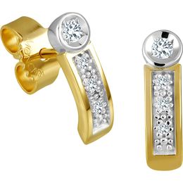 MONCARA Damen Ohrstecker, 375er Gelbgold mit 8 Diamanten, zus. ca. 0,08 Karat, gold